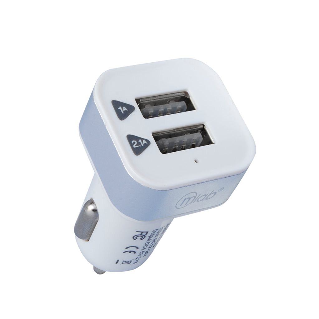 7765 -Car Charger With 2 USB ports Blanco - Microlab